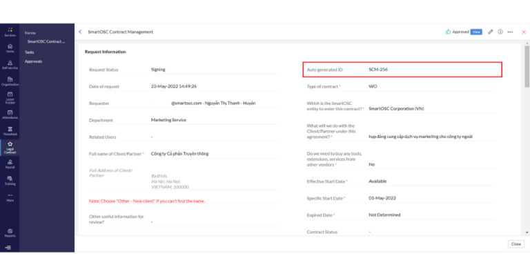 Contract approval process - SmartOSC DX